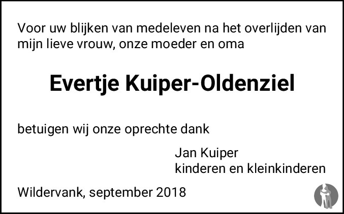 Evertje Kuiper - Oldenziel 08-07-2018 overlijdensbericht en ...