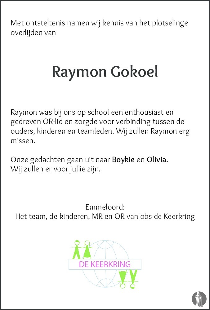 Raymon Gokoel 06-04-2019 overlijdensbericht en condoleances - Mensenlinq.nl