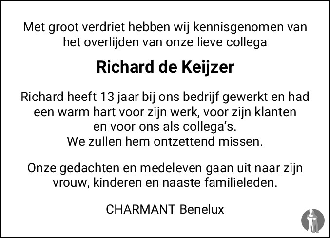 Richard de Keijzer 21-02-2020 overlijdensbericht en condoleances ...