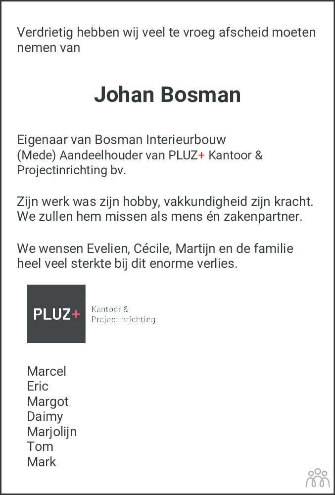 Johan Bosman 30-07-2020 overlijdensbericht en condoleances - Mensenlinq.nl