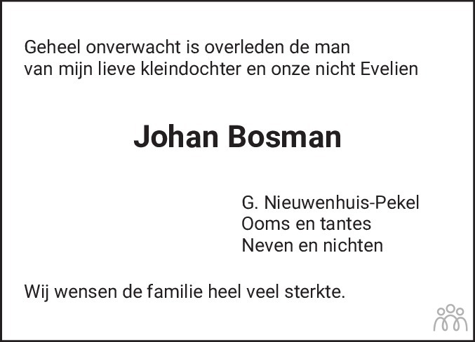 Johan Bosman 30-07-2020 overlijdensbericht en condoleances - Mensenlinq.nl