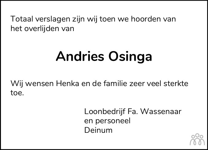 Andries Nanne Osinga 28-11-2020 overlijdensbericht en condoleances ...