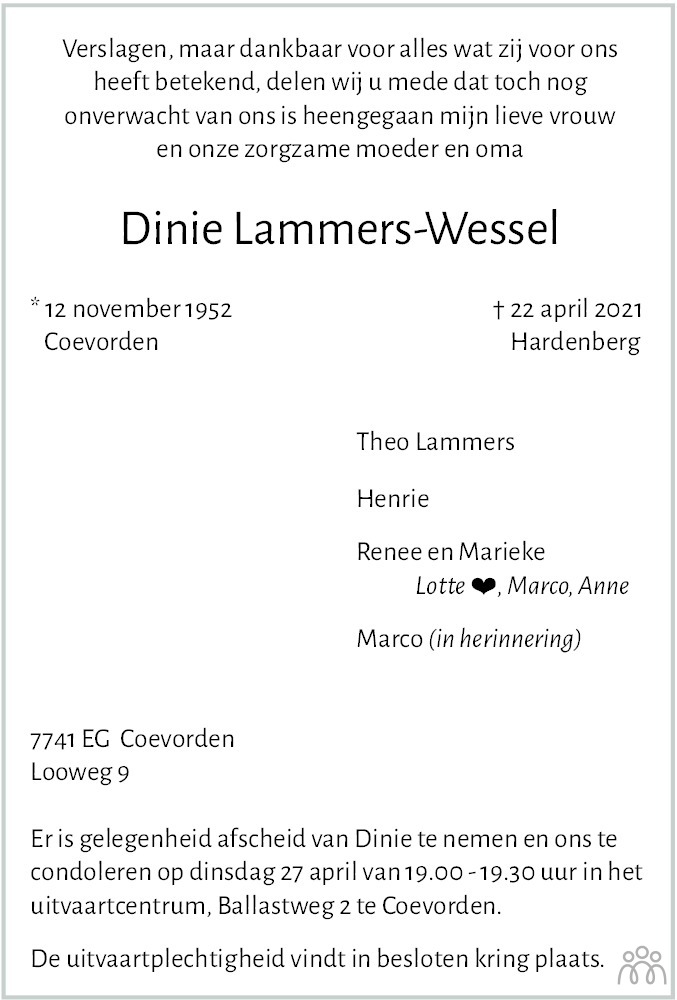 Huis Aan Huis Coevorden Overlijdensberichten | overledene