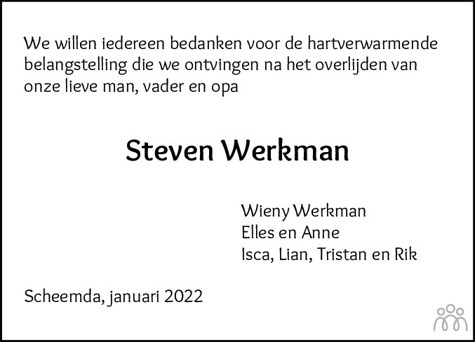 Steven Werkman 26-11-2021 overlijdensbericht en condoleances ...