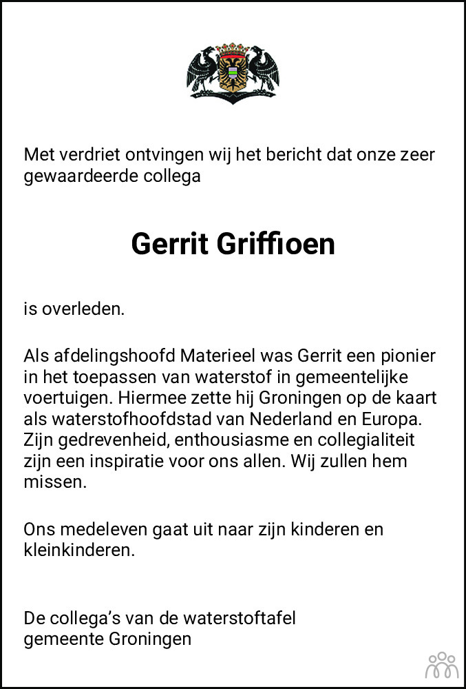 Gerrit Griffioen 14-02-2022 overlijdensbericht en condoleances ...