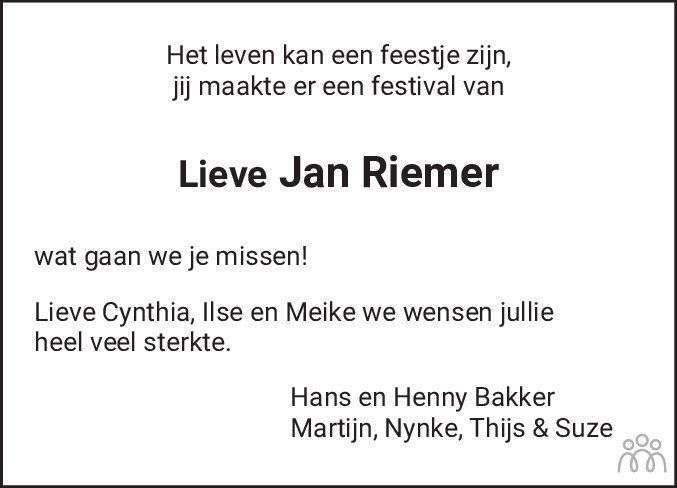 Jan Riemer Visser 11-04-2022 overlijdensbericht en condoleances ...