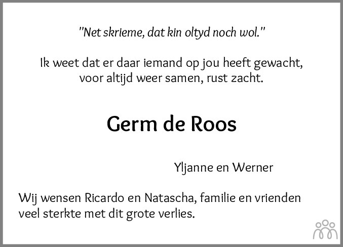 Gerben Pieter Dororetha (Germ) de Roos 03-07-2022 overlijdensbericht en ...