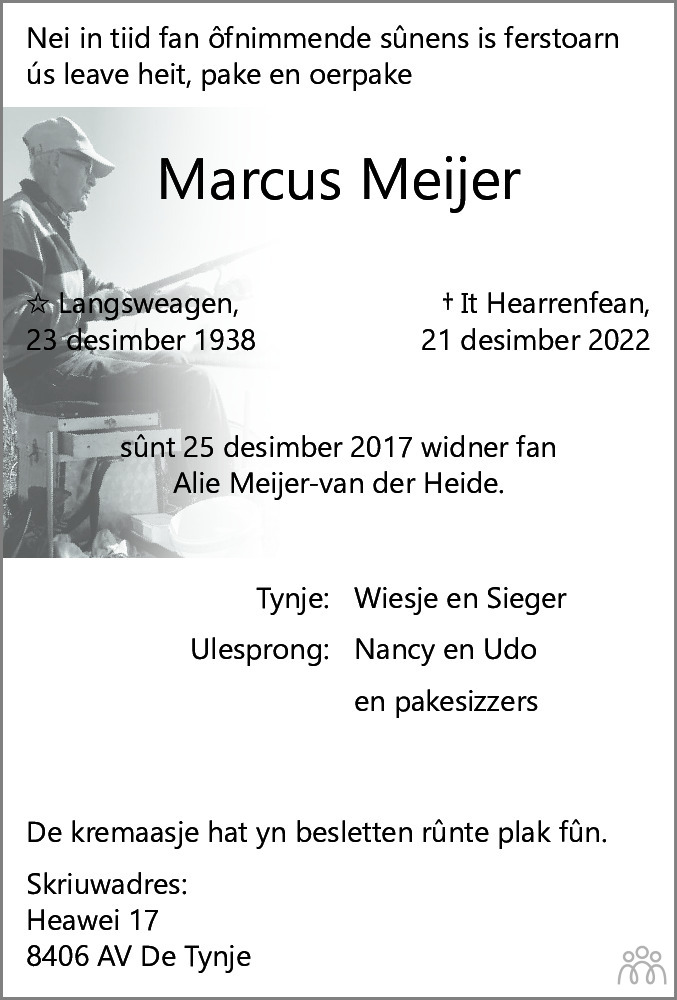 Marcus Meijer 21-12-2022 overlijdensbericht en condoleances - Mensenlinq.nl