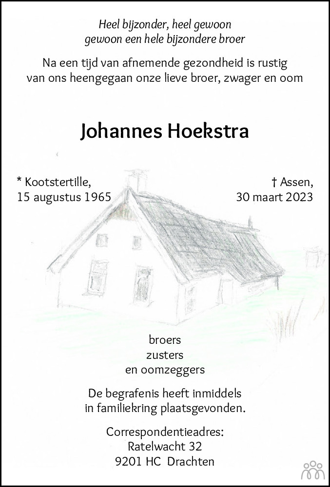Johannes Hoekstra 30-03-2023 overlijdensbericht en condoleances - Mensenlinq.nl