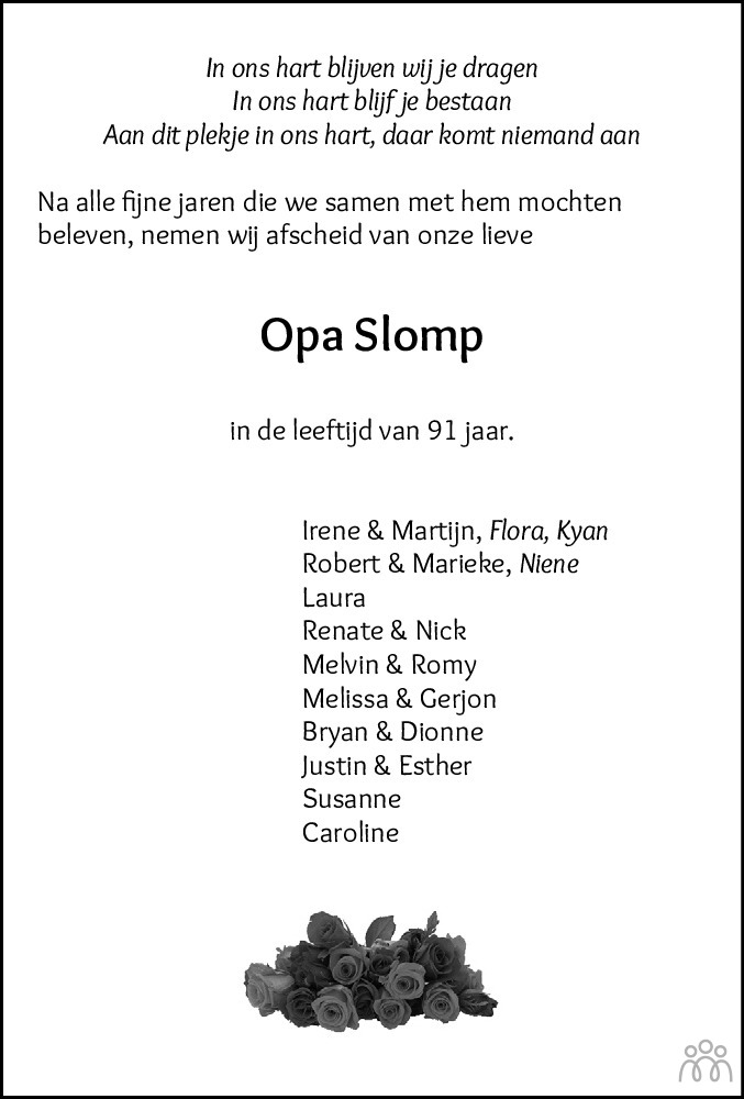 Lambertus Jan (Bertus) Slomp 12-05-2023 overlijdensbericht en ...