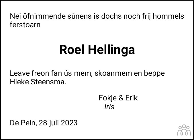 Roel Hellinga 28-07-2023 overlijdensbericht en condoleances - Mensenlinq.nl