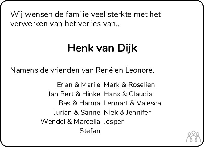 Henk van Dijk 12-10-2023 overlijdensbericht en condoleances - Mensenlinq.nl