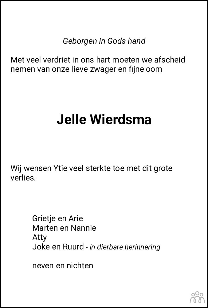 Jelle Wierdsma 16-11-2023 overlijdensbericht en condoleances ...