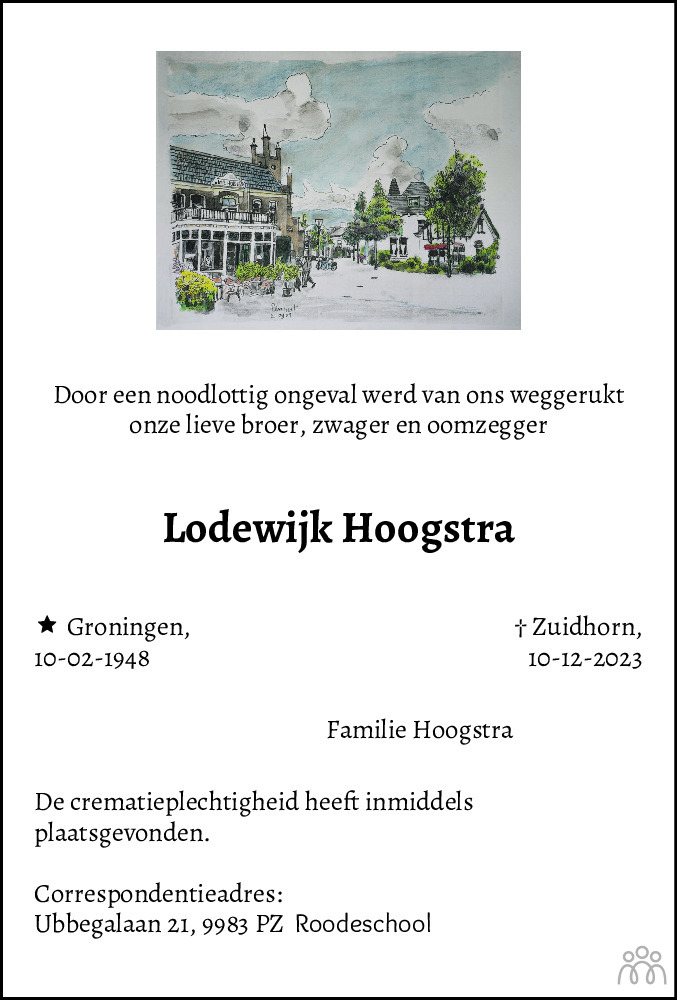 Lodewijk Hoogstra 10-12-2023 overlijdensbericht en condoleances ...
