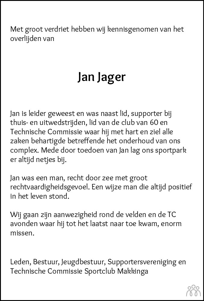 Jan Jager 03-01-2024 overlijdensbericht en condoleances - Mensenlinq.nl