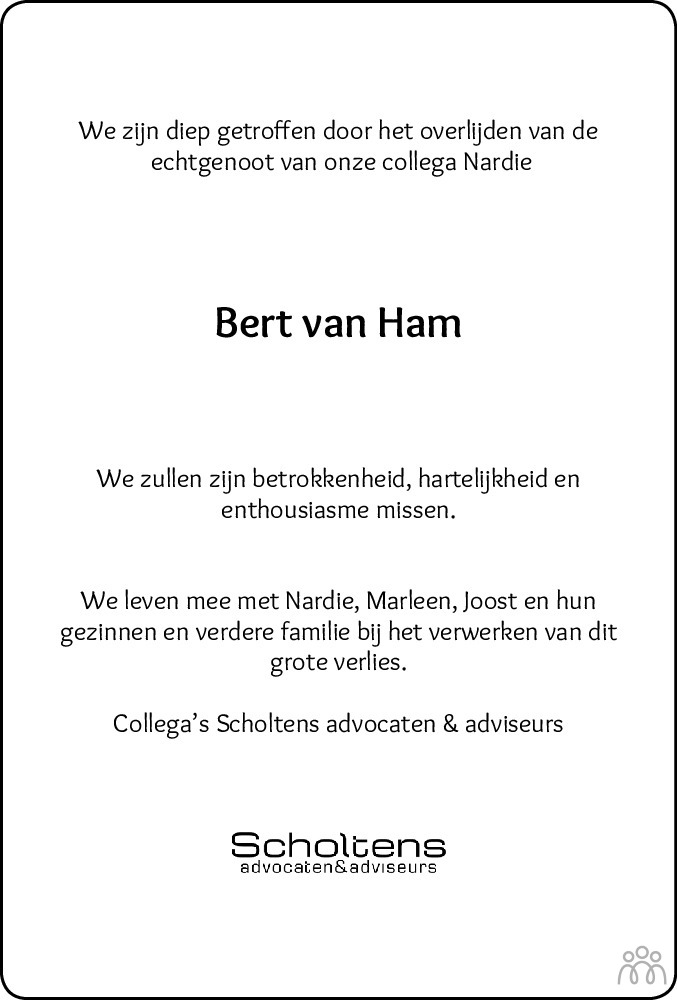 Bert Egbert Pieter Van Ham 08 03 2024 Overlijdensbericht En Condoleances Mensenlinqnl