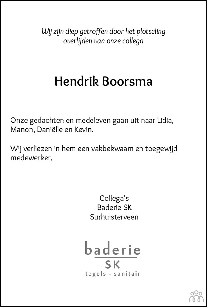 Hendrik Boorsma 26-04-2024 overlijdensbericht en condoleances ...