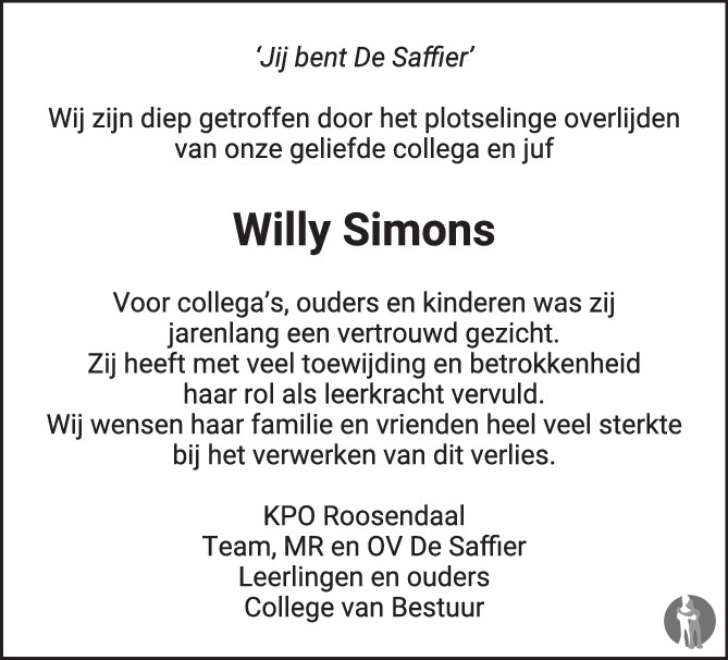Willy Simons 25-06-2018 overlijdensbericht en condoleances - Mensenlinq.nl
