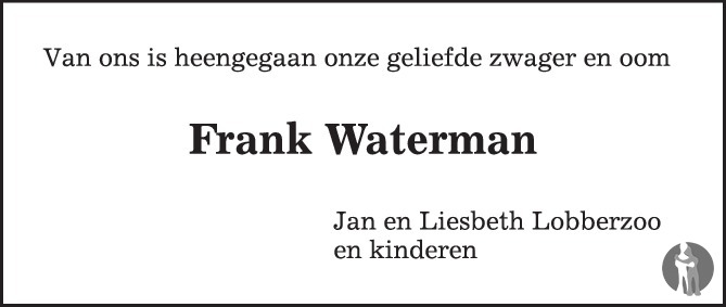 Frank Waterman 07-07-2018 overlijdensbericht en condoleances ...