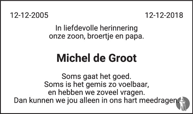 Michel de Groot 12-12-2005 overlijdensbericht en condoleances ...