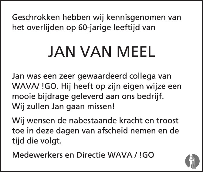 Jan van Meel 13-12-2018 overlijdensbericht en condoleances - Mensenlinq.nl