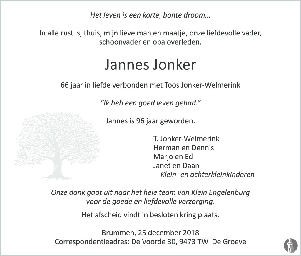 James Jonker 25-12-2018 overlijdensbericht en condoleances - Mensenlinq.nl