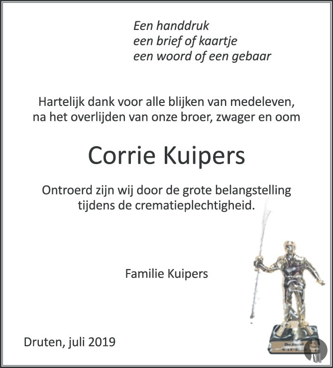 Corrie Kuipers 24-07-2019 overlijdensbericht en condoleances ...
