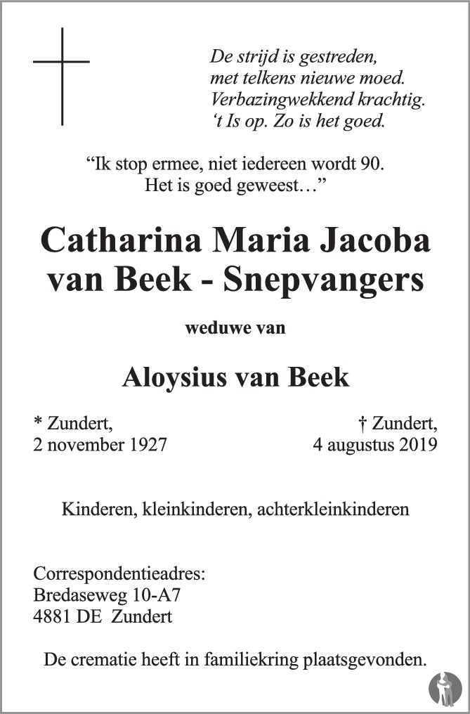 Catharina Maria Jacoba van Beek - Snepvangers 04-08-2019 ...