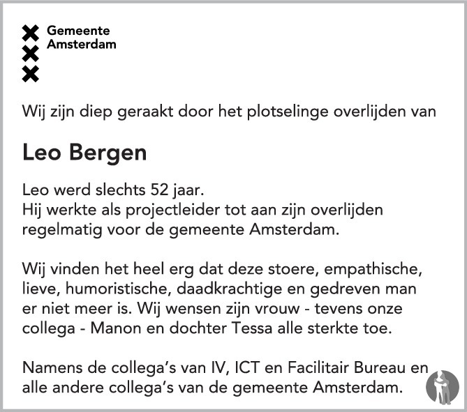 Leo Bergen 24-01-2020 overlijdensbericht en condoleances - Mensenlinq.nl