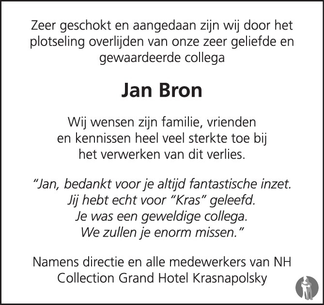 Jan Bron 06-02-2020 overlijdensbericht en condoleances - Mensenlinq.nl
