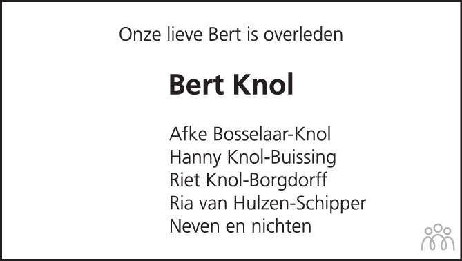 Albertus (Bert) Knol 17-12-2020 overlijdensbericht en condoleances ...