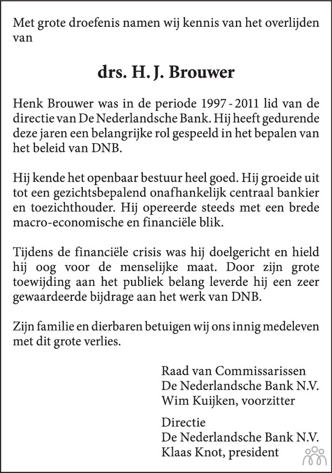 Henk Brouwer 01-04-2021 overlijdensbericht en condoleances - Mensenlinq.nl