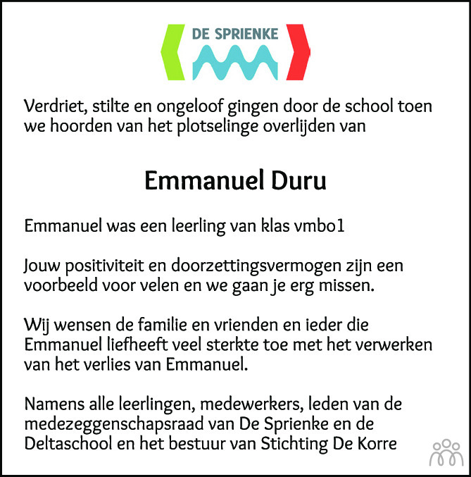 Emmanuel Duru 24-05-2021 overlijdensbericht en condoleances - Mensenlinq.nl