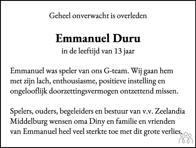 Emmanuel Duru 24-05-2021 overlijdensbericht en condoleances - Mensenlinq.nl