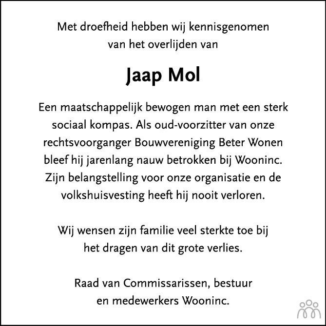 Jaap Mol 04-12-2021 overlijdensbericht en condoleances - Mensenlinq.nl