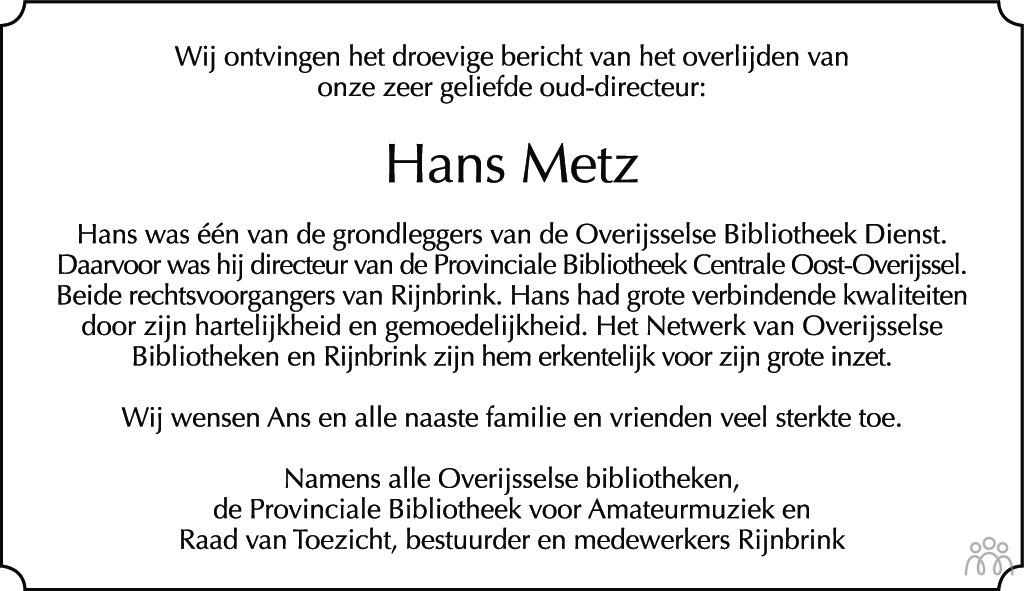 Hans (Johannes Antonius Everhardus) Metz 08-03-2022 overlijdensbericht ... Hans (Johannes Antonius Everhardus) Metz 08-03-2022 overlijdensbericht ...