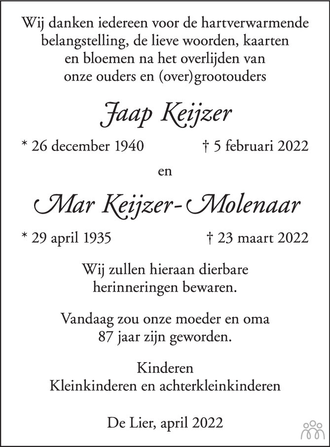 Jacob (Jaap) Keijzer 05-02-2022 overlijdensbericht en condoleances ...