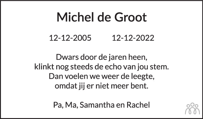Michel de Groot 12-12-2019 overlijdensbericht en condoleances ...