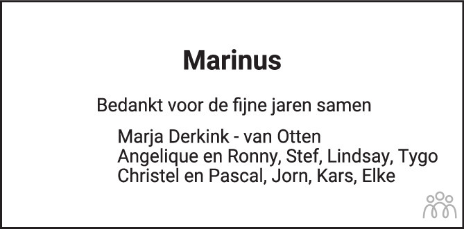 Marinus de Wit 15-01-2023 overlijdensbericht en condoleances ...