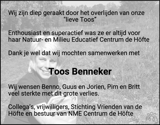 Toos Benneker-Benerink 30-01-2023 overlijdensbericht en condoleances ...