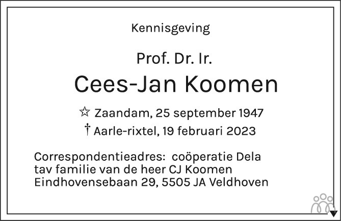 Cees-Jan Koomen 19-02-2023 overlijdensbericht en condoleances ...