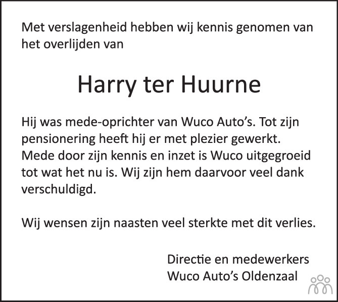 Harry (Paorik Harry) ter Huurne 03-03-2023 overlijdensbericht en ...