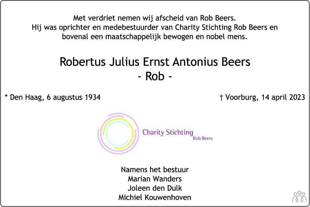 Robertus Julius Ernst Antonius (Rob) Beers 14-04-2023 ...