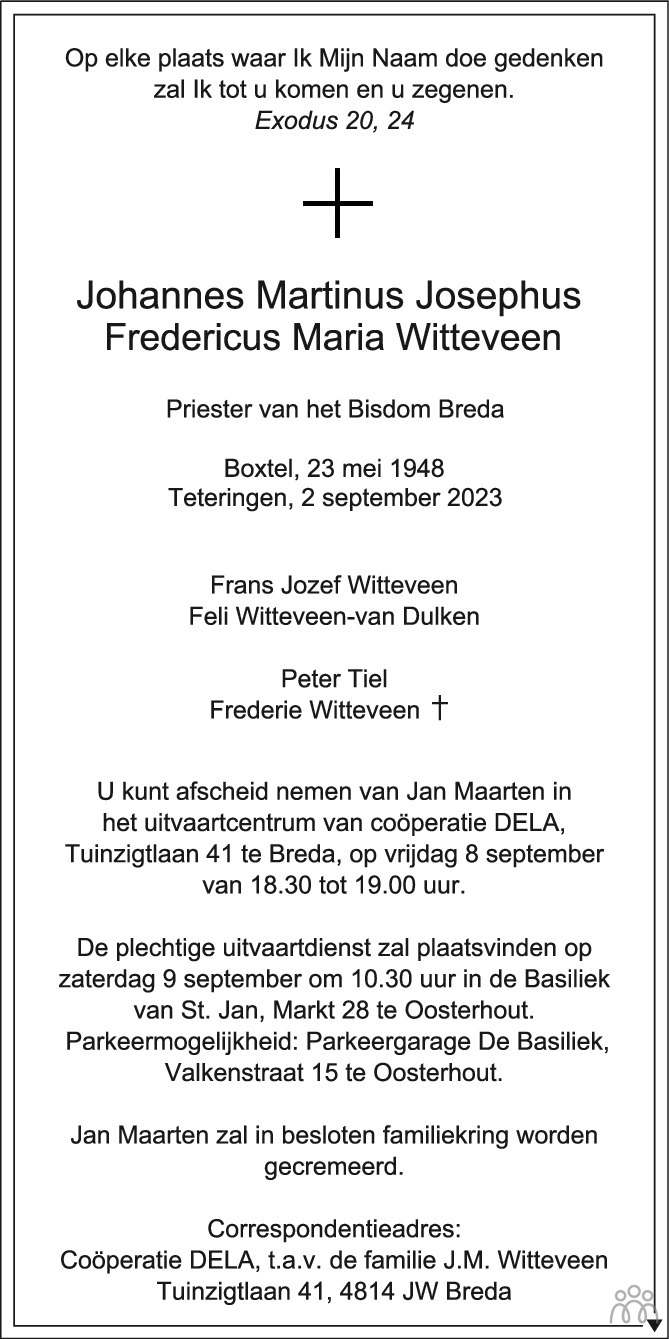 Johannes Martinus Josephus Fredericus Maria Witteveen 02-09-2023 ...