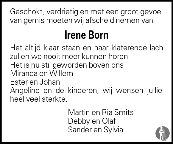 Irene Born - Houtzager 22-02-2009 overlijdensbericht en condoleances ...