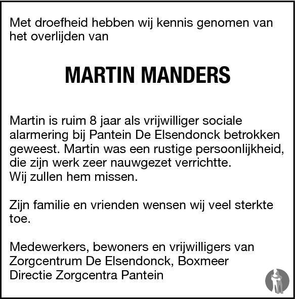 Martin Manders 22-02-2011 overlijdensbericht en condoleances ...