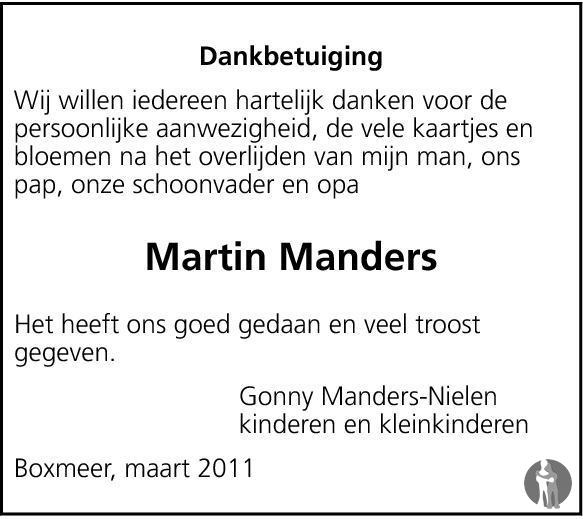 Martin Manders 22-02-2011 overlijdensbericht en condoleances ...