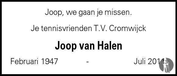 Johan (Joop) van Halen 10-07-2011 overlijdensbericht en condoleances ...