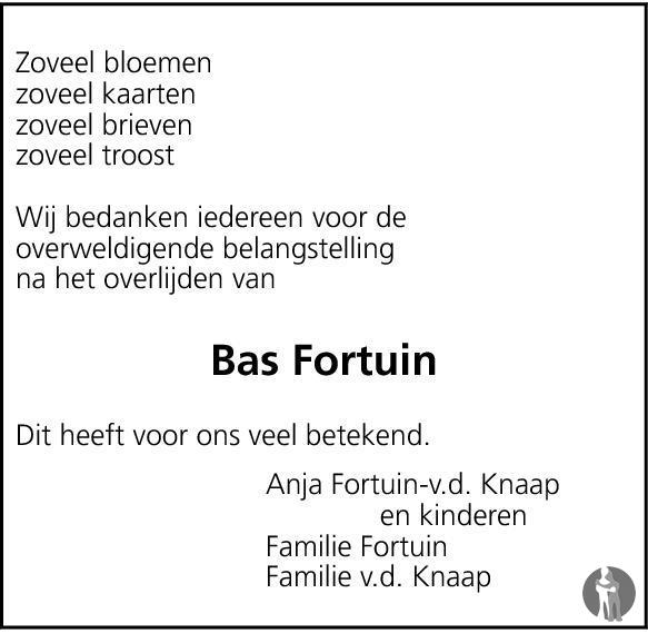 Bas Fortuin 21-09-2011 overlijdensbericht en condoleances - Mensenlinq.nl