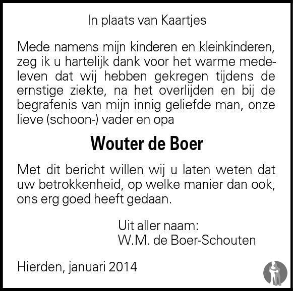 Wouter de Boer 09-12-2013 overlijdensbericht en condoleances ...